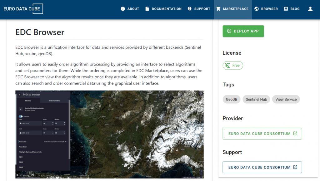Presentación de “EDC Browser” de “Euro Data Cube”