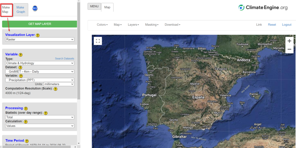 Cómo trabajar con la aplicación “Climate Engine”